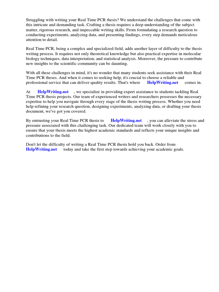 Real Time PCR Thesis | PDF | Polymerase Chain Reaction | Real Time Polymerase Chain Reaction