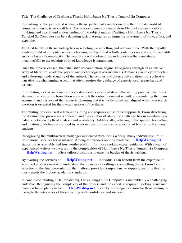 Halimbawa NG Thesis Tungkol Sa Computer | PDF | Science