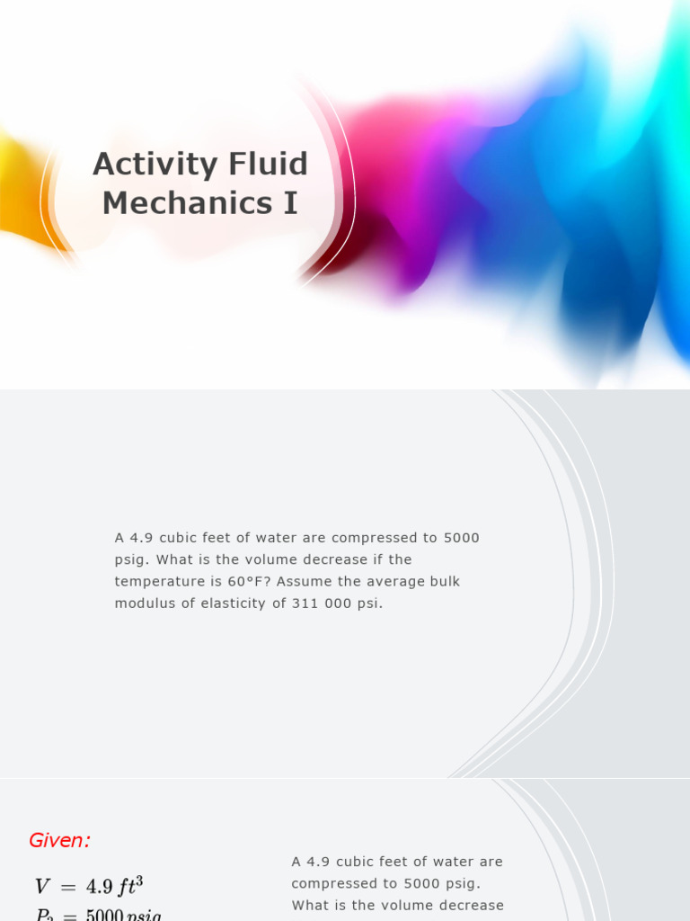 Fluid Mech Prob Set 1 | PDF | Pressure | Pressure Measurement