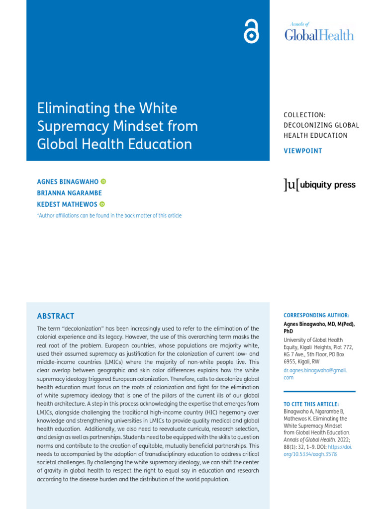 Eliminating The White Supremacy | PDF | Global Health | Developing Country
