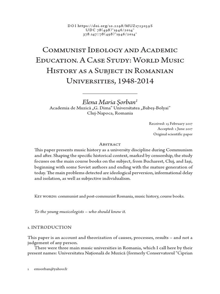Music History Under Communist Ideology | PDF | Gregorian Chant | Romania