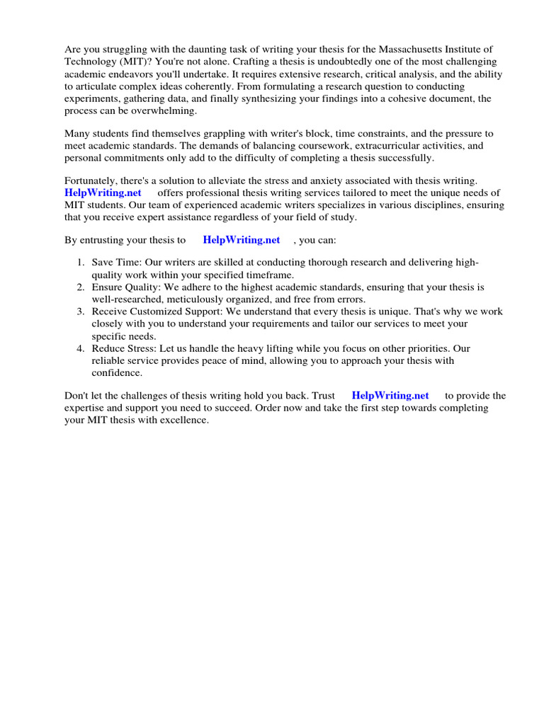 MIT Thesis Writing Help Services | PDF | Massachusetts Institute Of ...