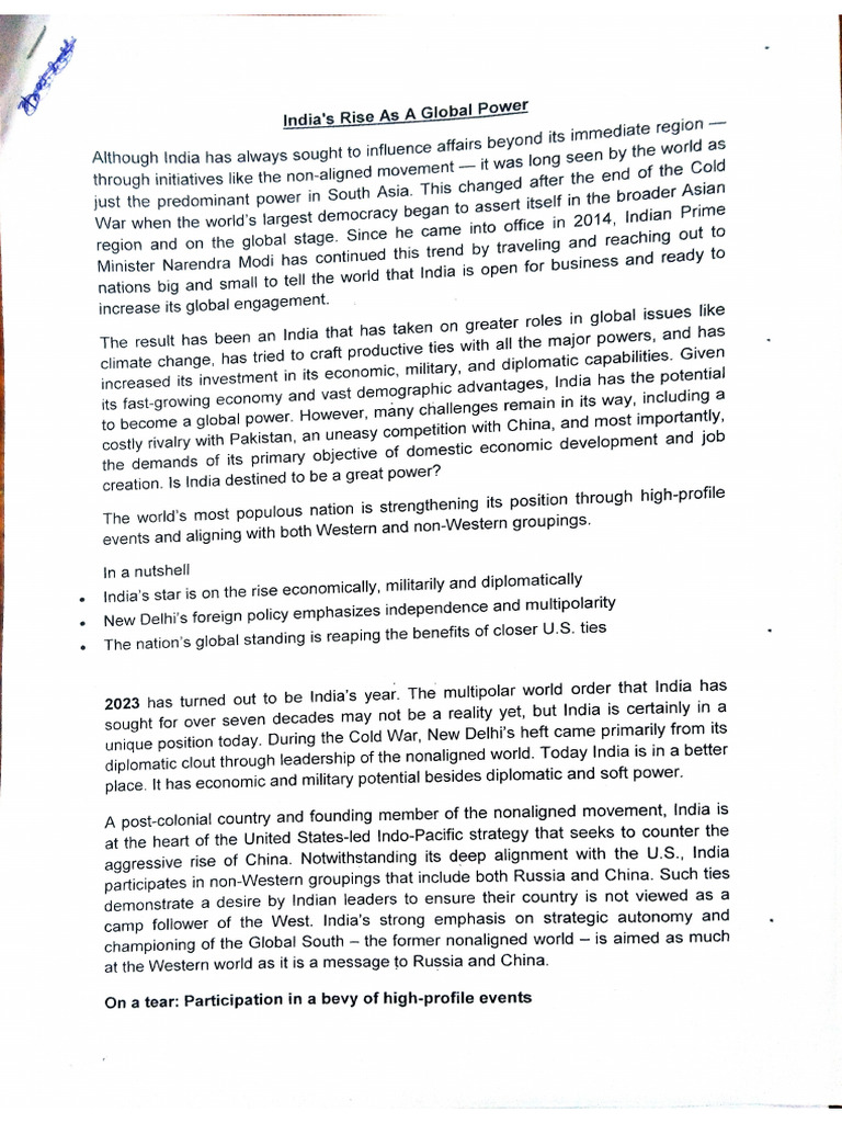 India's Rise As A Global Power | PDF