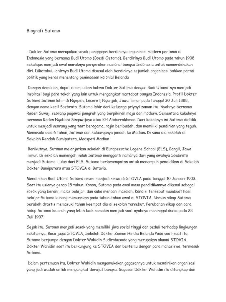 Biografi Sutomo | PDF