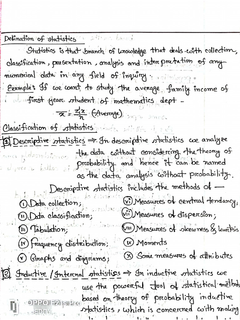 Statistics Full Note | PDF