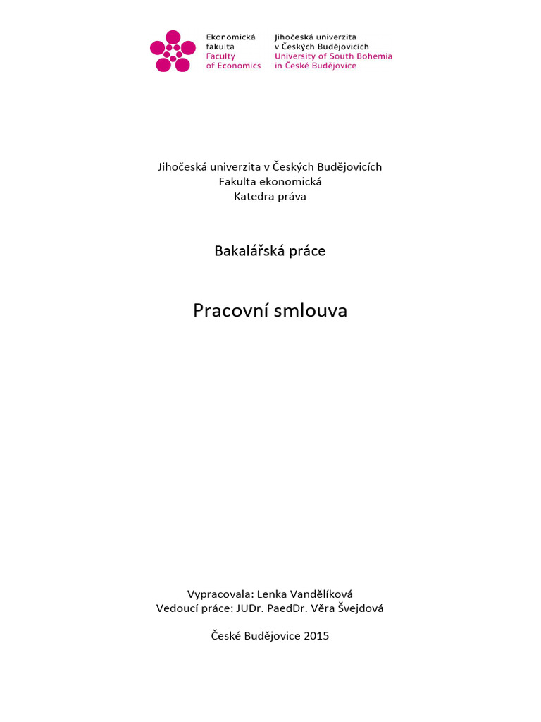 BP Vand Lkov Pracovn Smlouva | PDF