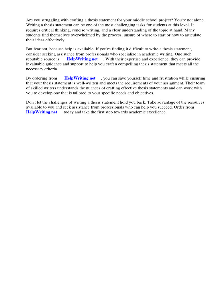 Thesis Statement Lesson Plan For Middle School | PDF | Essays | Thesis