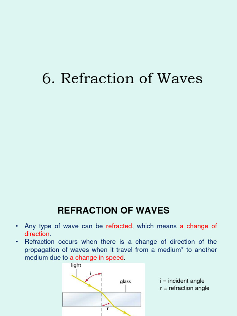 Phy 121 6 Refraction Of Waves Download Free Pdf Refraction Waves