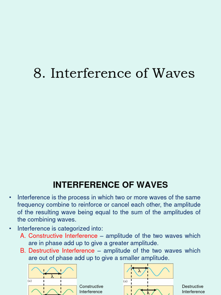 PHY 121 8 - Interference of Waves | PDF | Coherence (Physics) | Wavelength