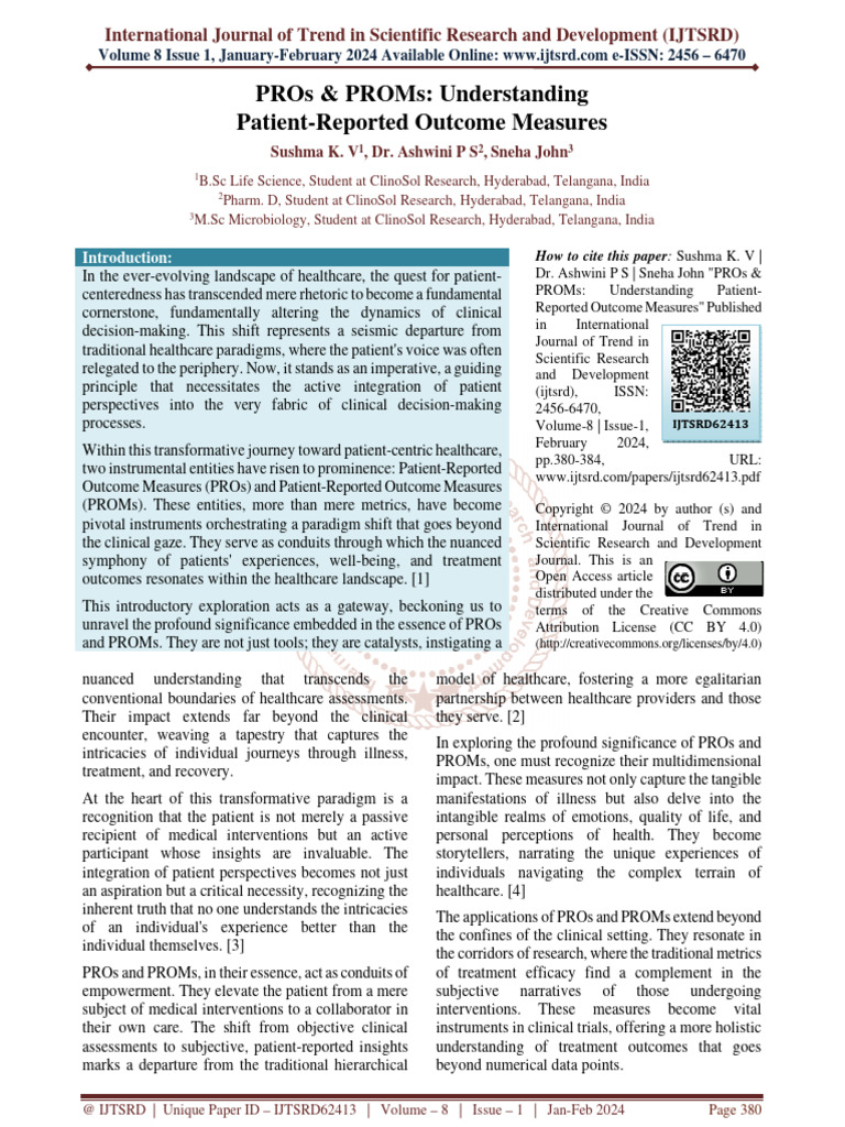 PROs and PROMs Understanding Patient Reported Outcome Measures | PDF ...