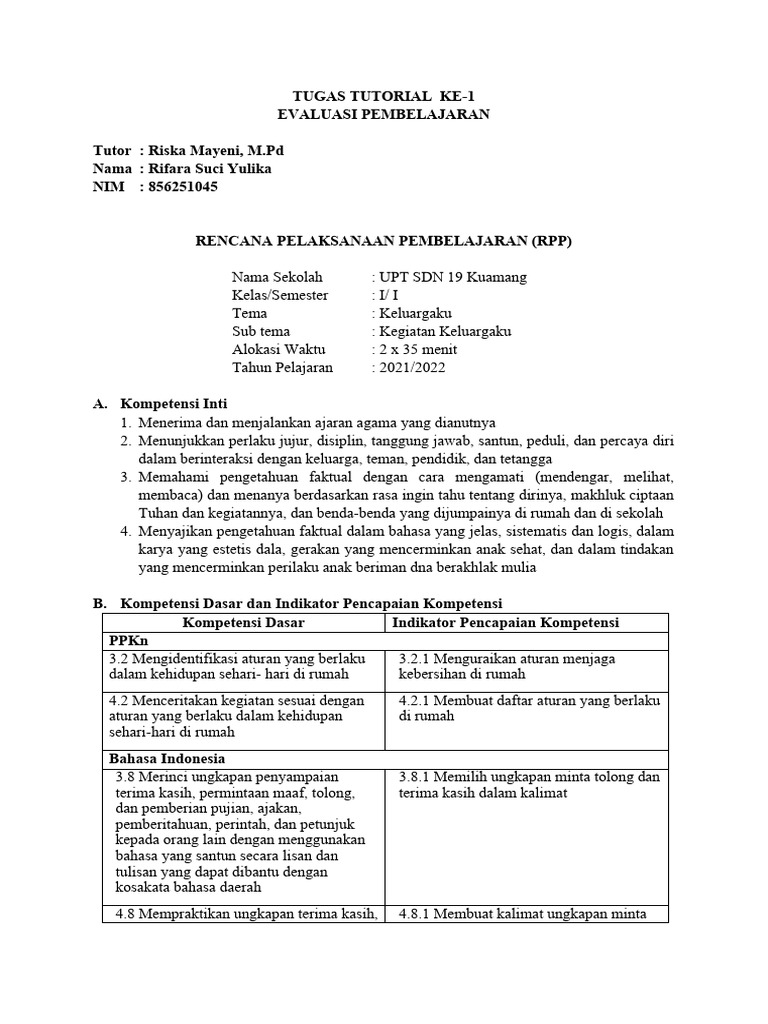 TUGAS TUTORIAL 1 Evaluasi | PDF