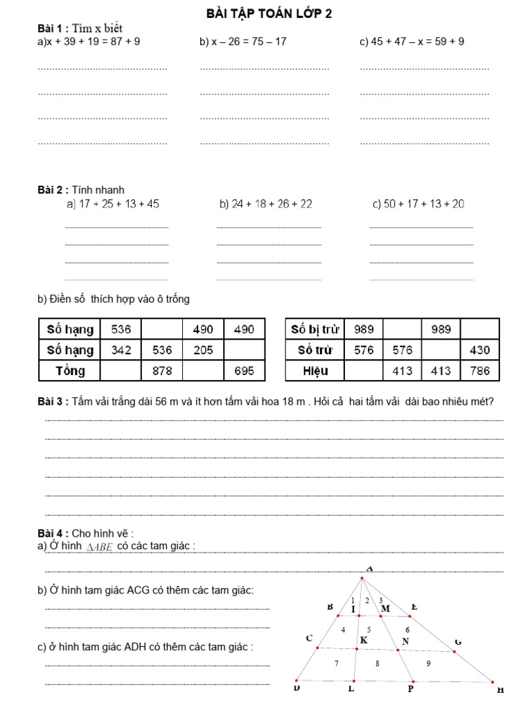 Bai Tap Toan Nang Cao Lop 2 | PDF