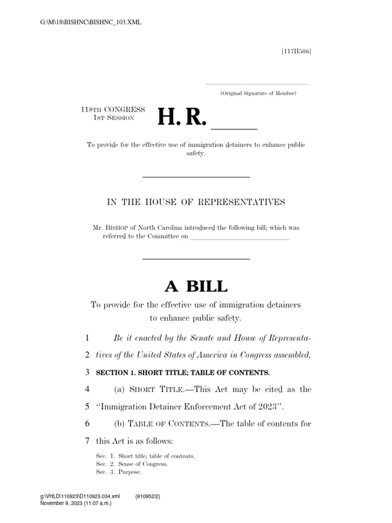 Immigration Detainer Act | PDF