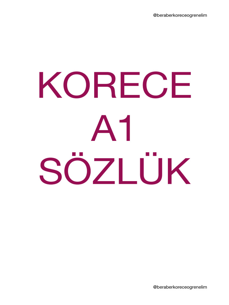 Korece Sözlük | PDF