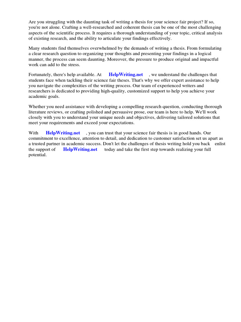 Science Fair Thesis Examples | Download Free PDF | Science | Experiment