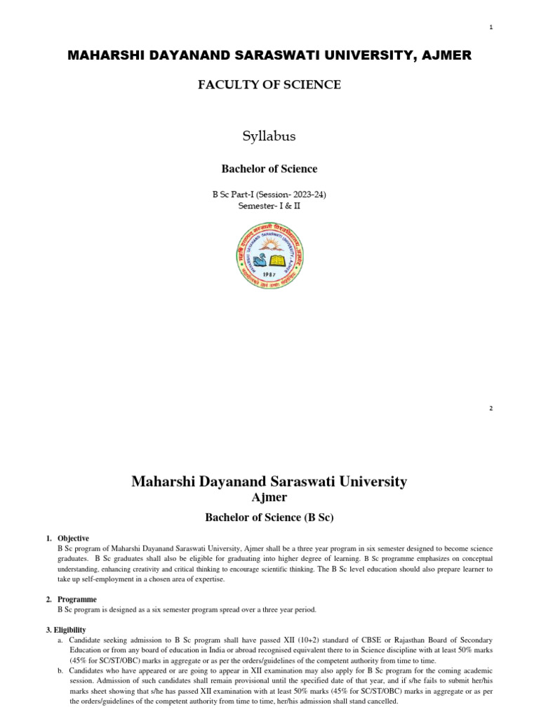 909 - B.Sc. PT I Botany (Semester I & II) | PDF | Flowers | Plant Stem