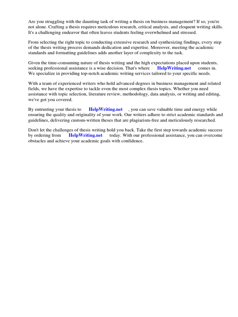 Sample Thesis Topics Business Management | PDF | Nursing | Thesis