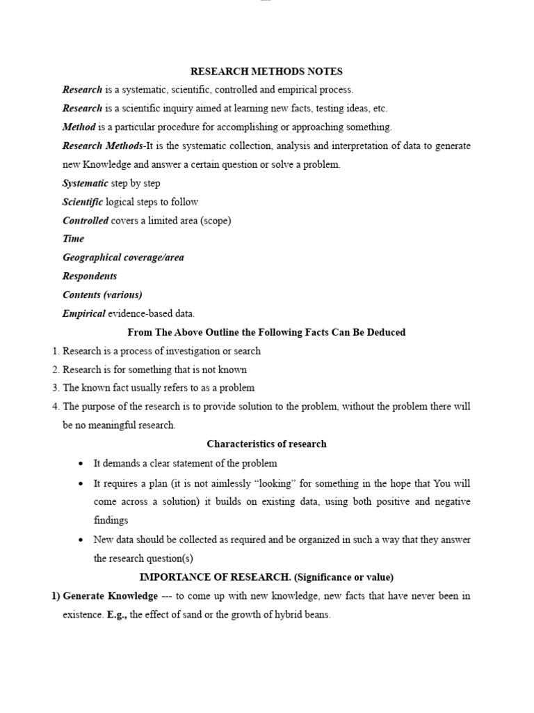 Research Notes | PDF | Sampling (Statistics) | Methodology