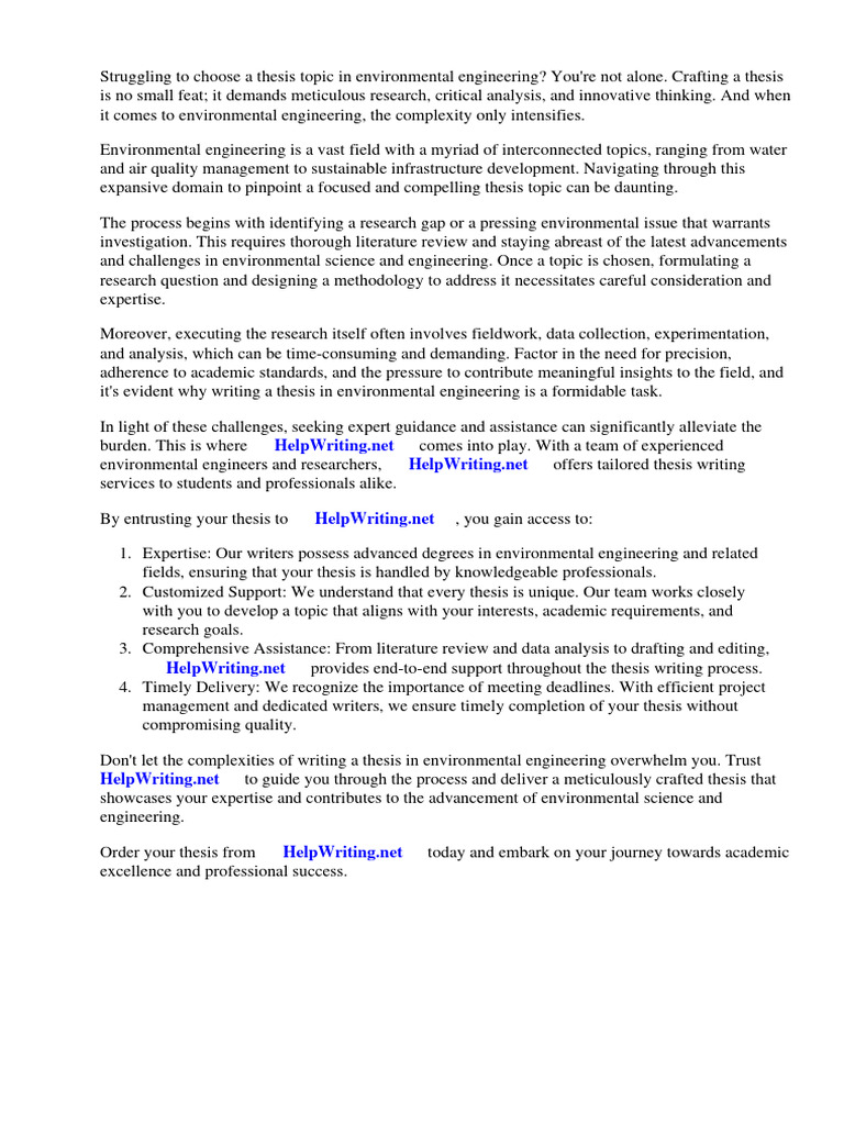 Thesis Topics in Environmental Engineering | PDF | Engineering | Thesis