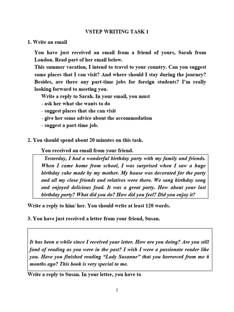 Vstep Writing Task 1 | PDF | Mark Twain