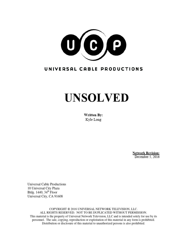 Unsolved 1x01 - Pilot | PDF