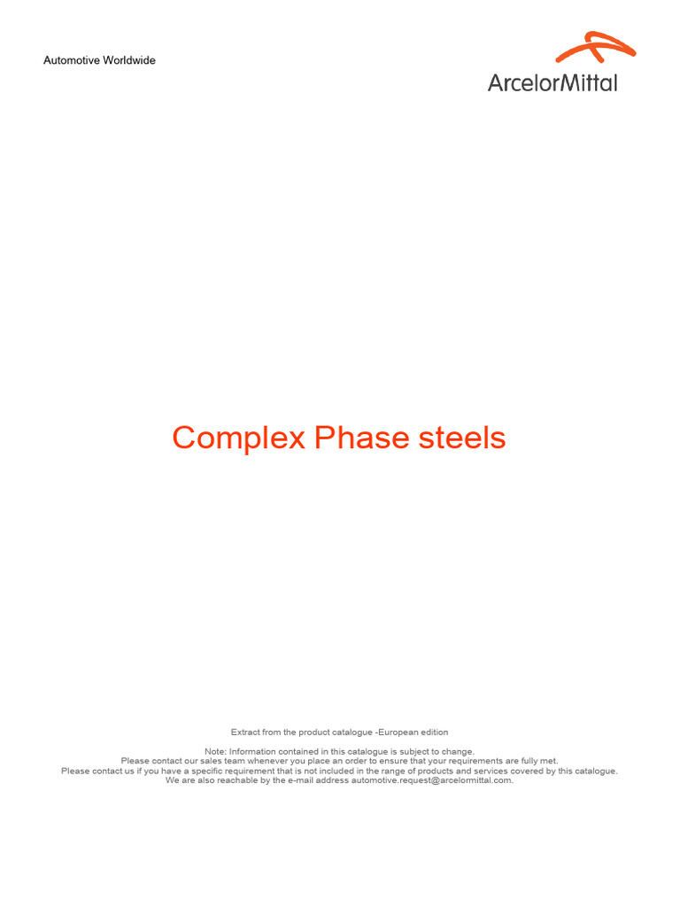 Complex Phase Steels (Catálogo) | PDF