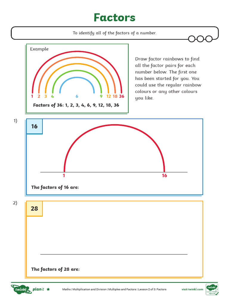 Factor Rainbow Activity for Students | PDF | Numbers | Multiplication