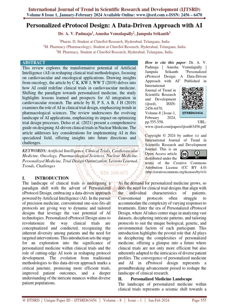 Personalized Eprotocol Design A Data Driven Approach With AI | PDF | Personalized Medicine ...