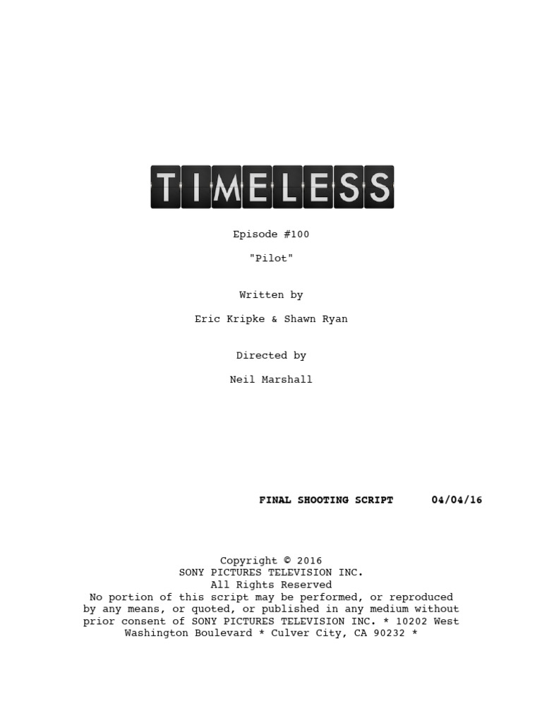 Timeless 1x01 - Pilot | PDF
