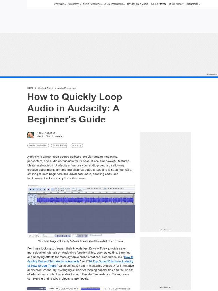 How To Quickly Loop Audio in Audacity - A Beginner's Guide - Envato Tuts+ | PDF | Sound ...