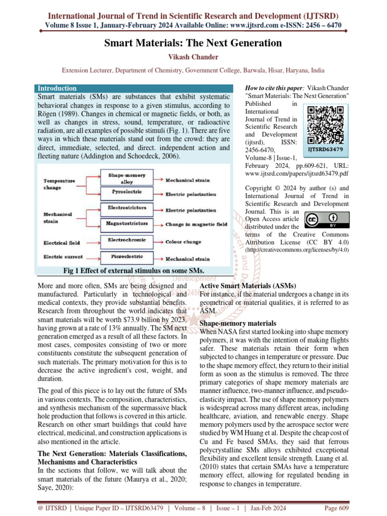 Smart Materials The Next Generation | PDF | Piezoelectricity ...