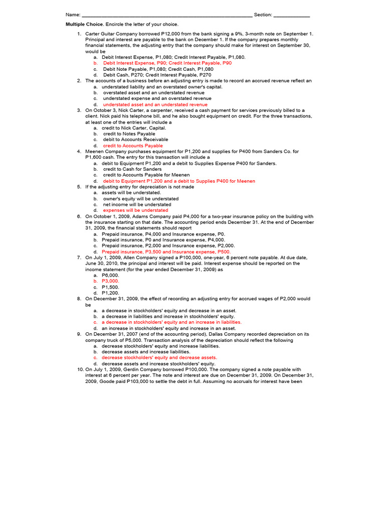 ACC PLUS_3rd Quiz Answer Key | PDF