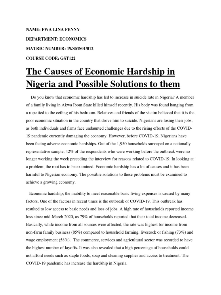 Causes of Economic Hardship in Nigeria and Possible Solutions | PDF ...