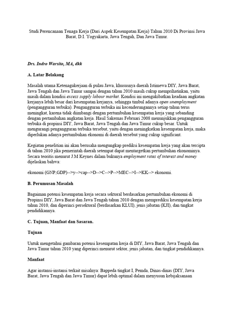Studi Perencanaan Tenaga Kerja | PDF