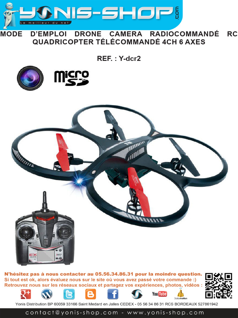 Mode d_emploi Drone camera radiocommandé RC Quadricopter télécommandé ...