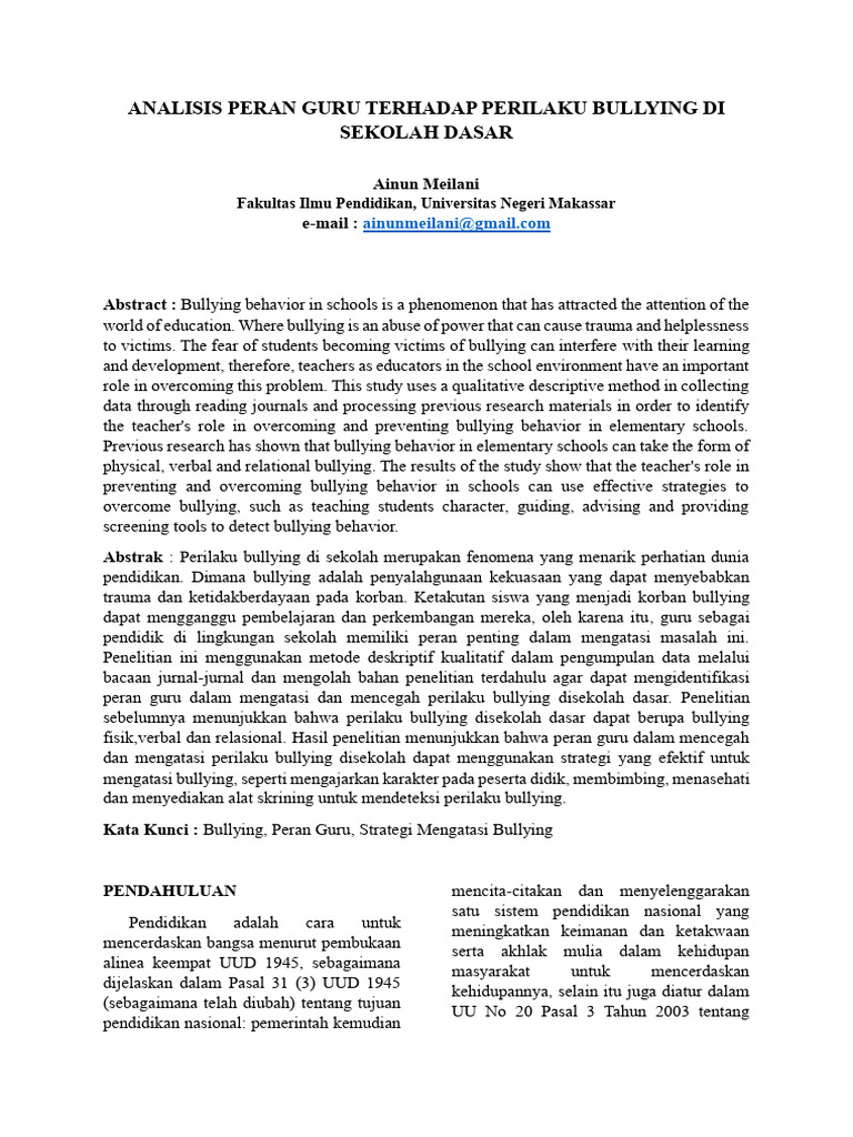 Jurnal Bullying Di SD | PDF