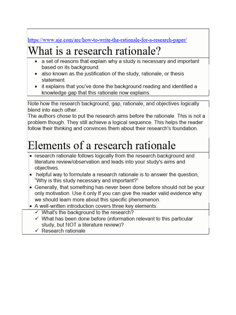 Rationale Description Sample | PDF | Knowledge | Thought