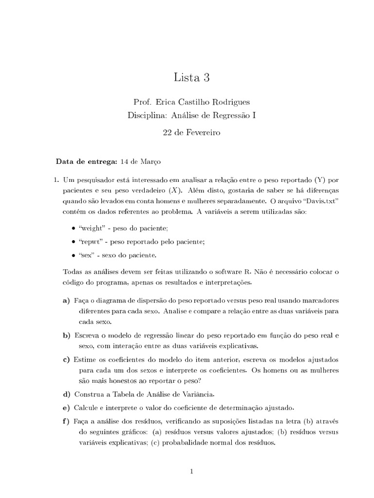 Lista 03 | PDF | Ciências e Matemática