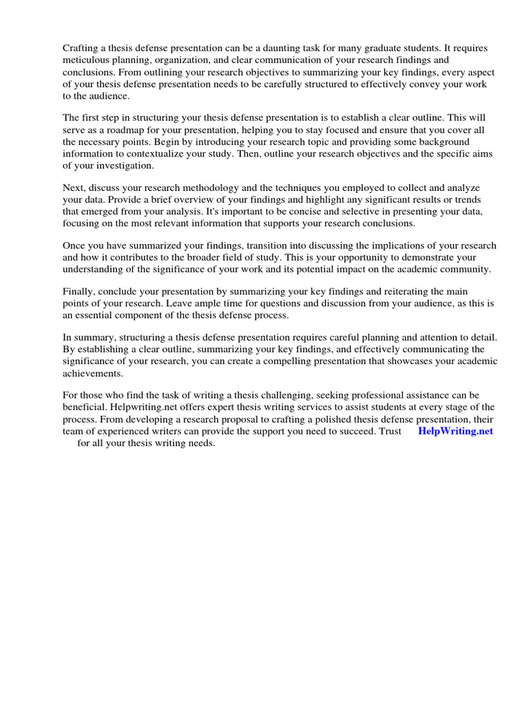 How To Structure A Thesis Defense Presentation | PDF