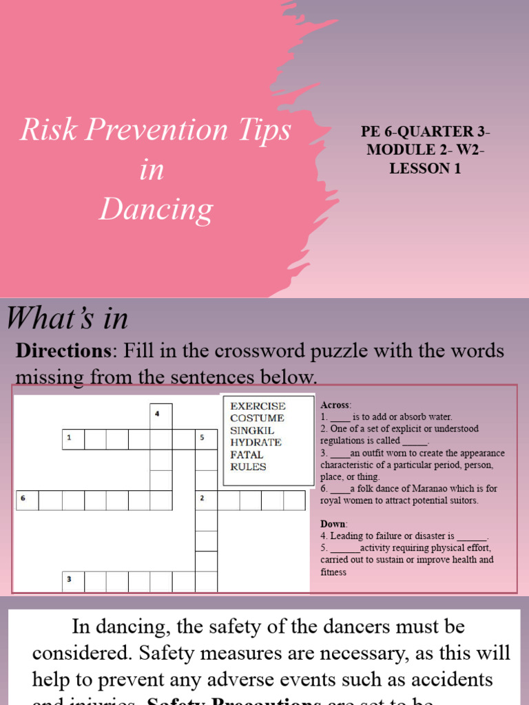 PE 6 Risk Prevention Tips in Dancing | PDF