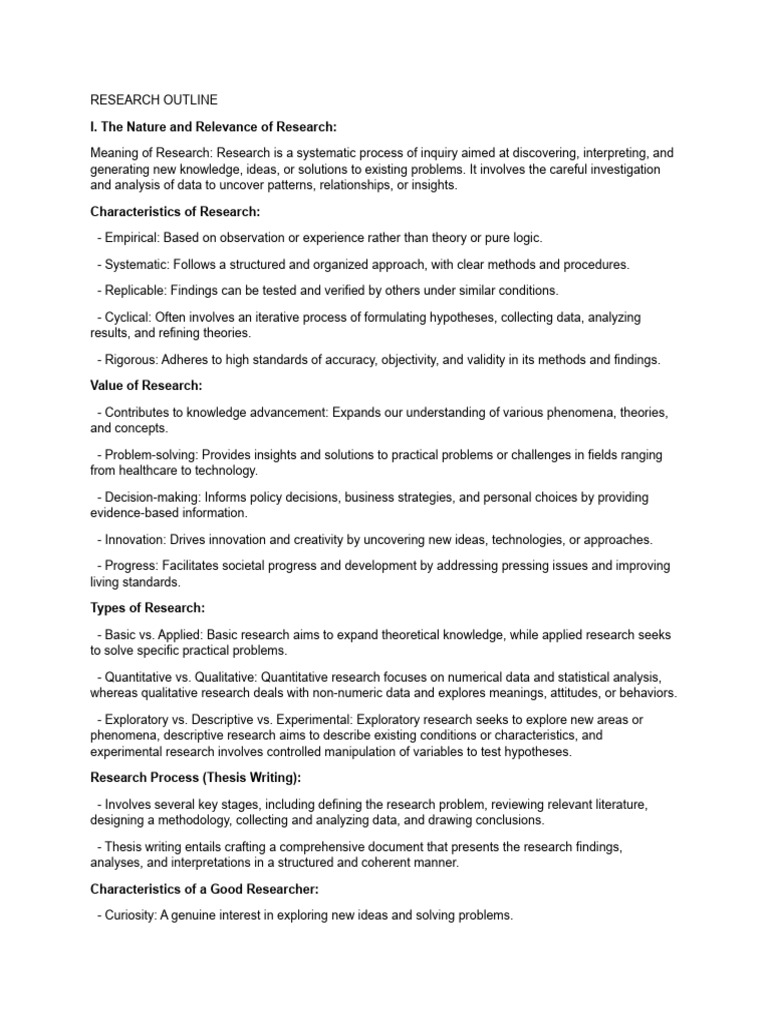 Research Outlinee | PDF | Methodology | Scientific Method