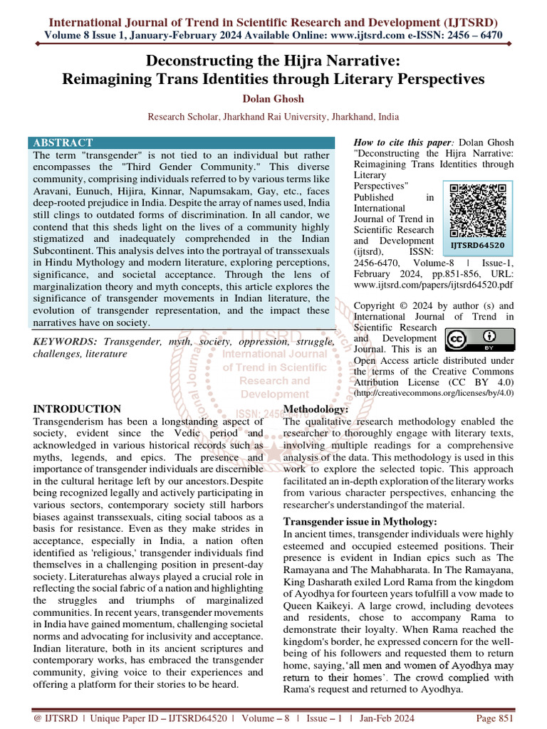 Deconstructing the Hijra Narrative Reimagining Trans Identities through ...