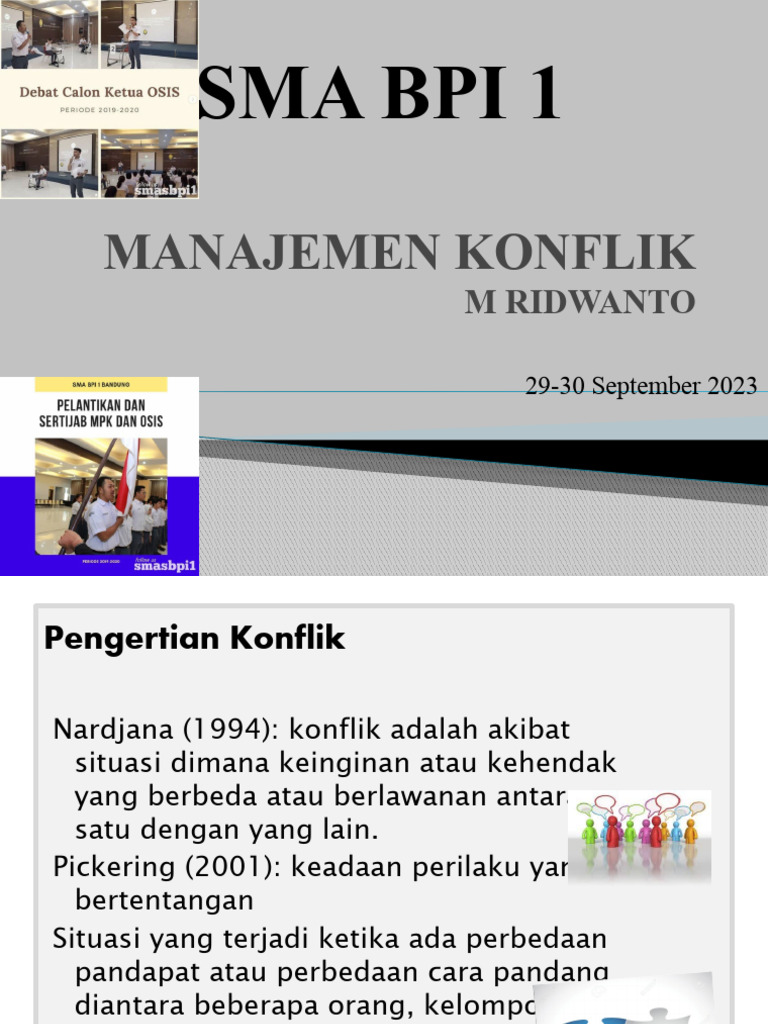 Manajemen Konflik Dan Resiko Sma Bpi 1 | PDF | Karier & Perkembangan