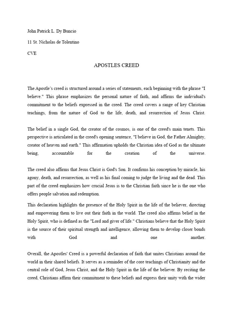 The Apostles Creed Is One of The Most Important Statements of Faith in ...