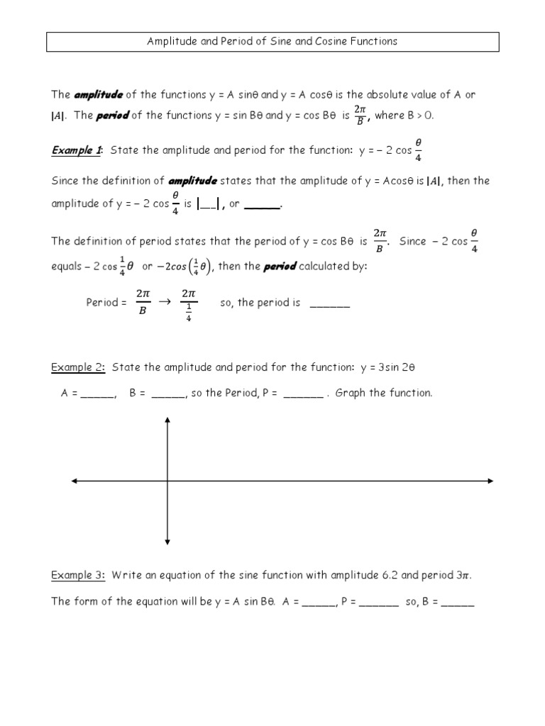 Amplitude and Period of Sine and Cosine Functions | PDF | Teaching ...