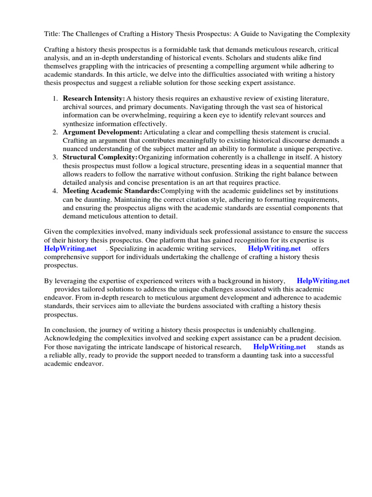 History Thesis Prospectus Example | PDF