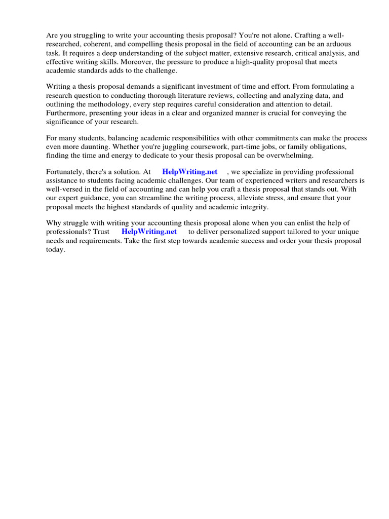 Accounting Thesis Proposal Example | Download Free PDF | Thesis ...