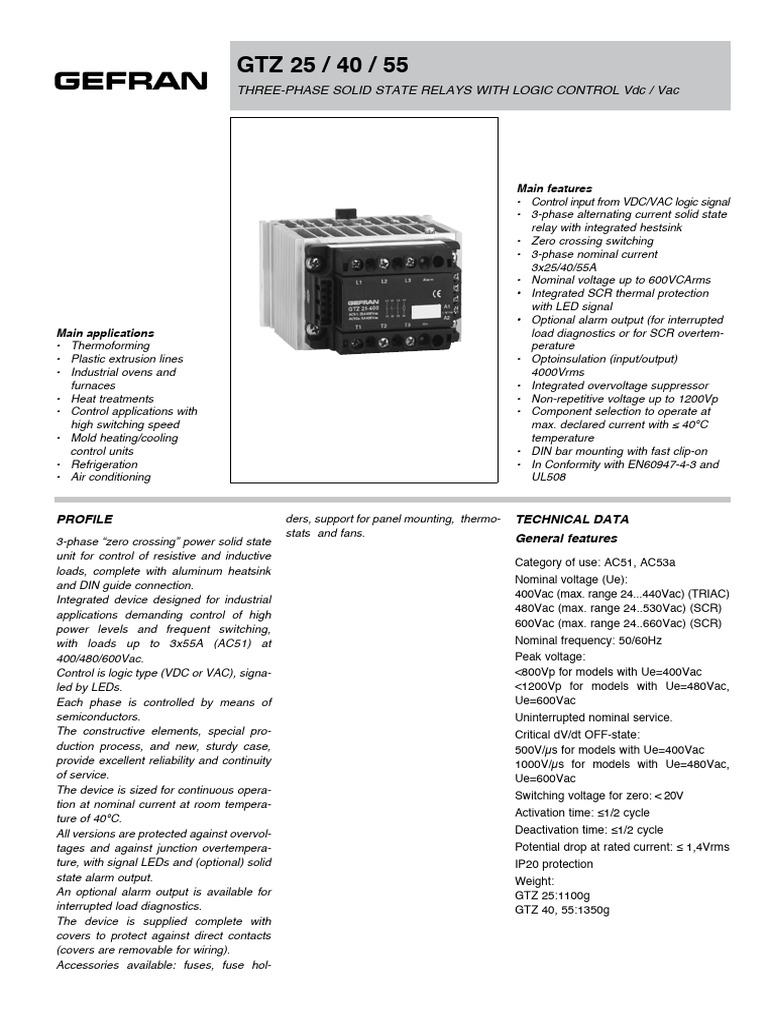 3-Phase Solid State Relay GTZ Series | PDF | Alternating Current | Fuse ...