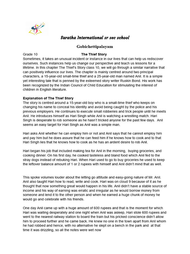 The Thief Story Grade 10 | PDF | Robbery | Theft