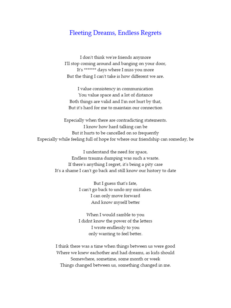 Fleeting Dreams | PDF | Poetry